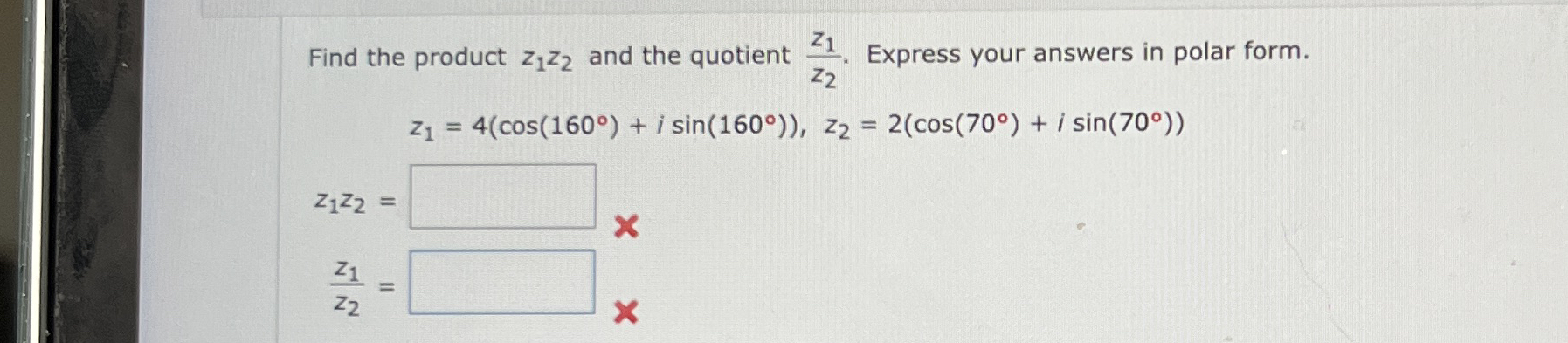 Solved Find the product z1z2 ﻿and the quotient z1z2. | Chegg.com