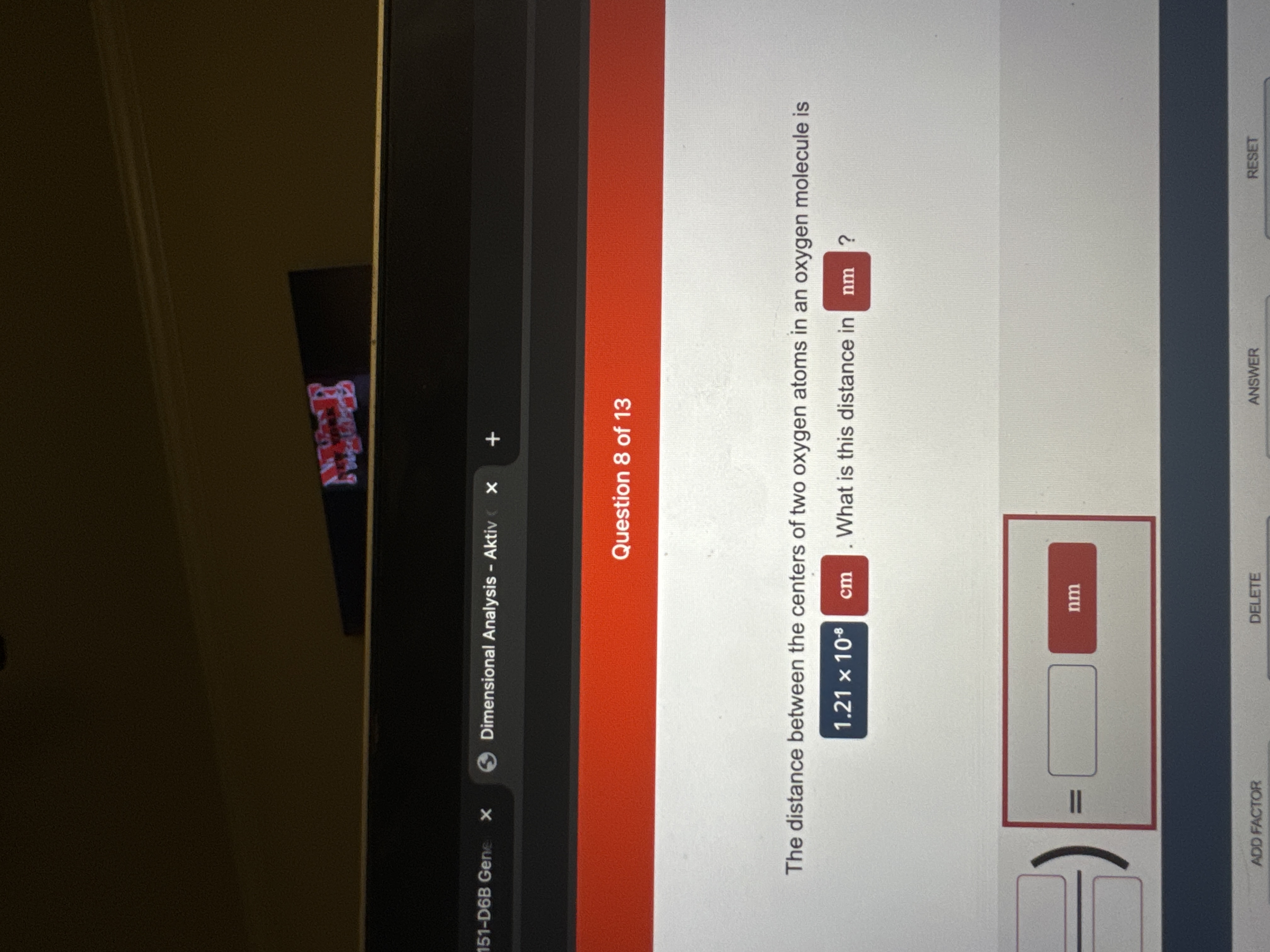 Solved The distance between the centers of two oxygen atoms | Chegg.com