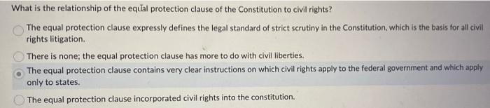 What is the relationship of the eqtal protection | Chegg.com