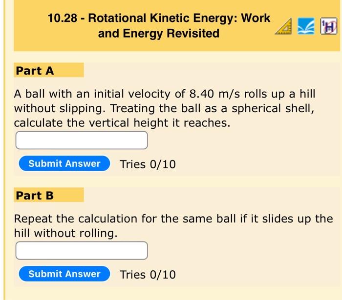 Solved 10.28 - Rotational Kinetic Energy: Work and Energy | Chegg.com