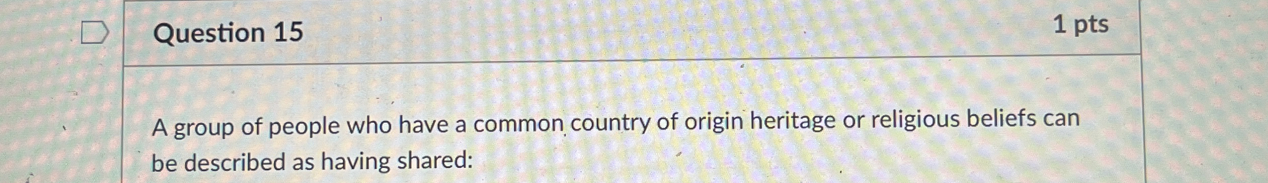 Solved Question 151 ﻿ptsA group of people who have a common | Chegg.com