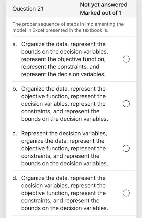 Solved Question 21 Not yet answered Marked out of 1 The | Chegg.com
