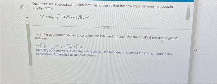 Solved Determine the appropriate rotation formulas to use so | Chegg.com