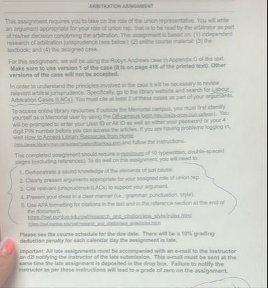 Solved ARBITRATION ASSIGNVENTThis assignment requires you to | Chegg.com