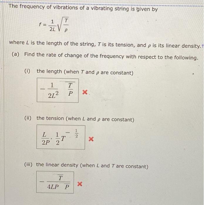 Solved The frequency of vibrations of vibrating string is | Chegg.com