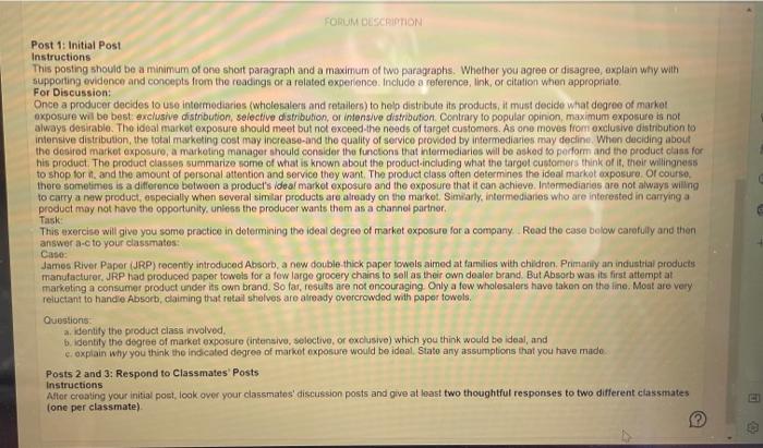 Solved Post 1: Initial Post Instructions This posting should | Chegg.com