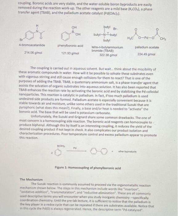 Solved Prelab Questions for Suzuki Cross-Coupling Reaction | Chegg.com