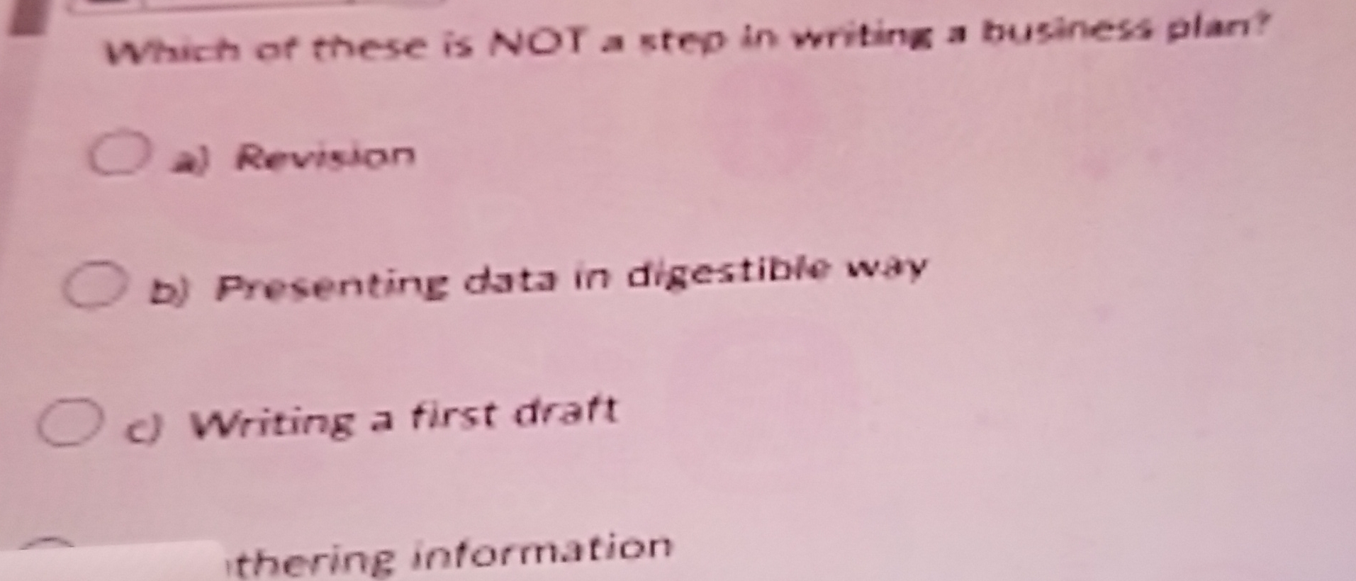 Solved Which of these is NOY a step in writing a business | Chegg.com