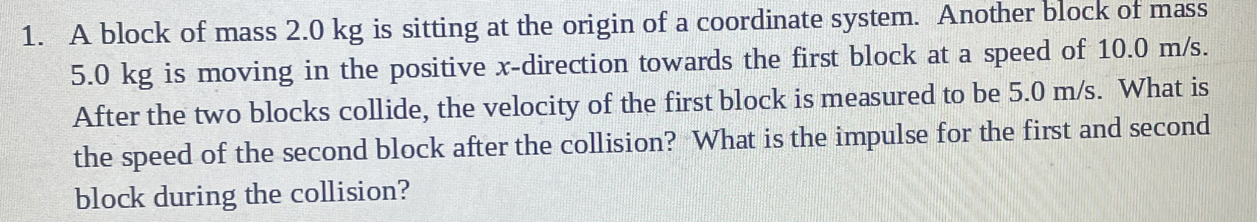 Solved A block of mass 2.0kg ﻿is sitting at the origin of a | Chegg.com