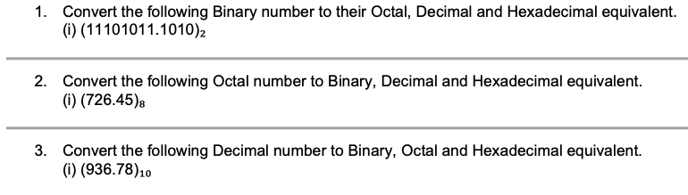 Convert the following Binary number to ﻿their Octal, | Chegg.com