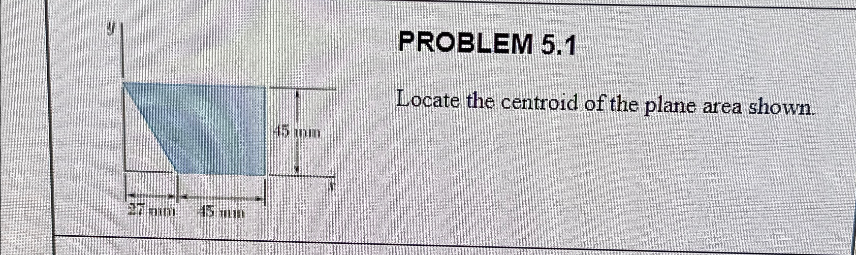 Solved PROBLEM 5.1Locate the centroid of the plane area | Chegg.com