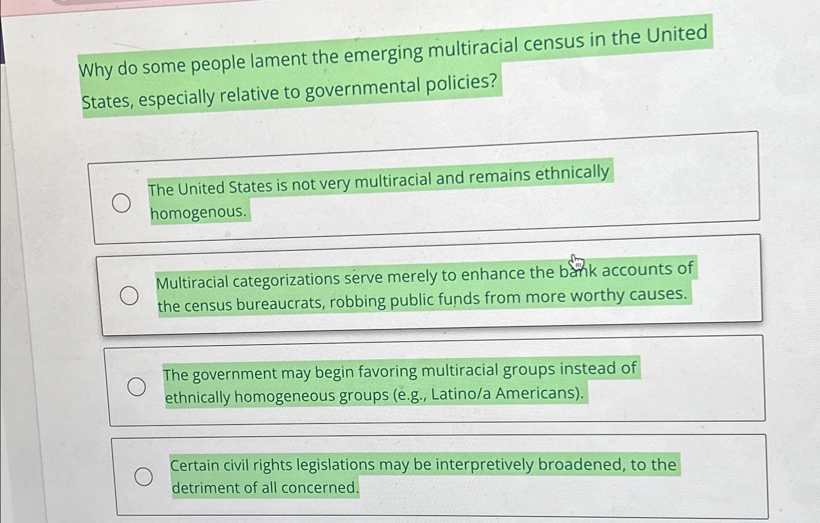 Solved Why do some people lament the emerging multiracial | Chegg.com