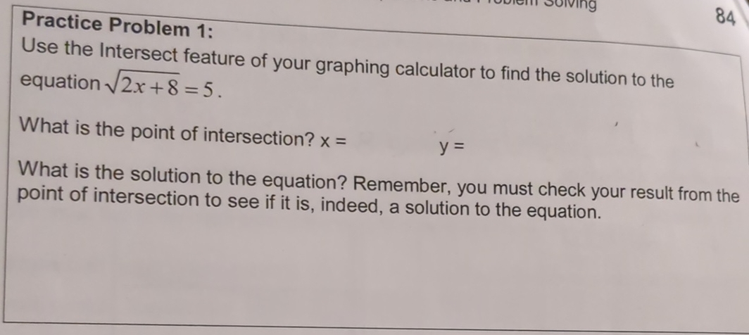 Solved Practice Problem 1:Use the Intersect feature of your | Chegg.com