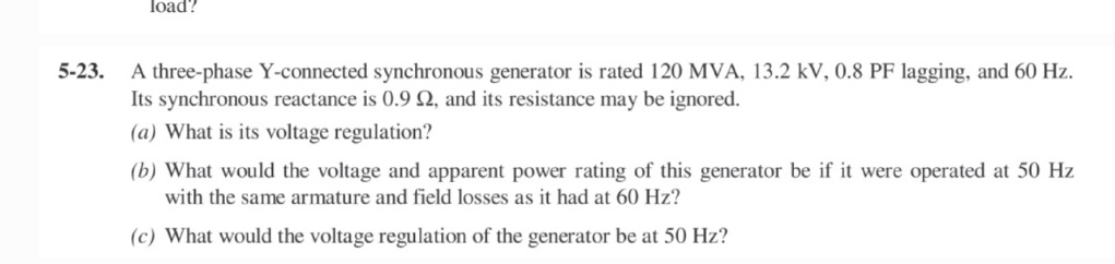 Solved 5-23. ﻿A three-phase Y-connected synchronous | Chegg.com