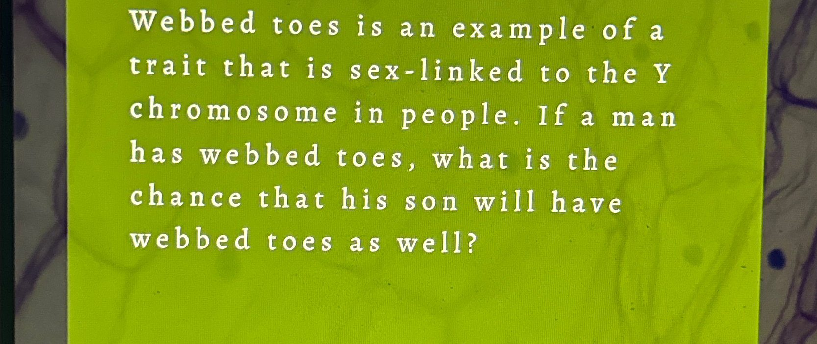Solved Webbed toes is an example of a trait that is | Chegg.com