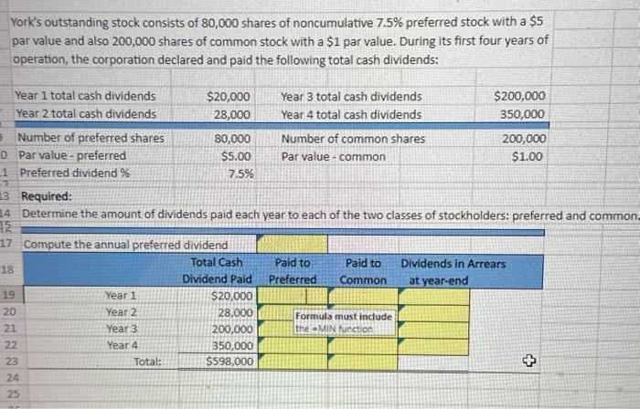Solved 3 0 1 York's outstanding stock consists of 80,000 | Chegg.com