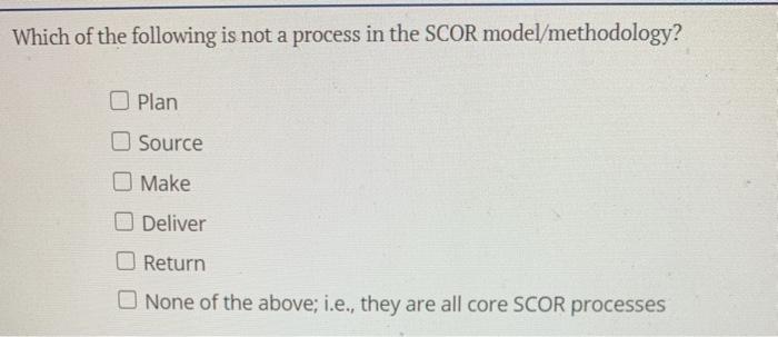 Solved Which of the following is not a process in the SCOR | Chegg.com