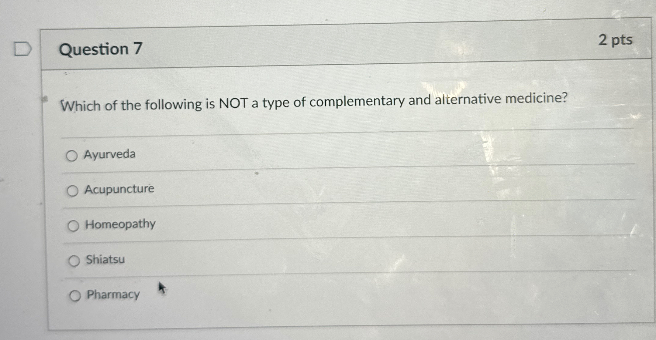 Solved Question 72 ﻿ptsWhich of the following is NOT a type | Chegg.com