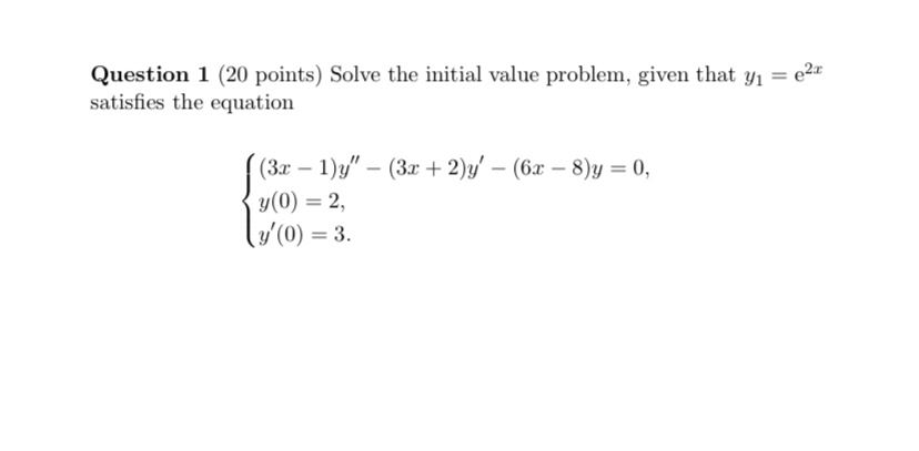 Solved Question 1 20 ﻿points ﻿solve The Initial Value