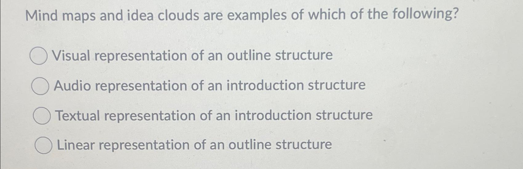 Solved Mind maps and idea clouds are examples of which of | Chegg.com