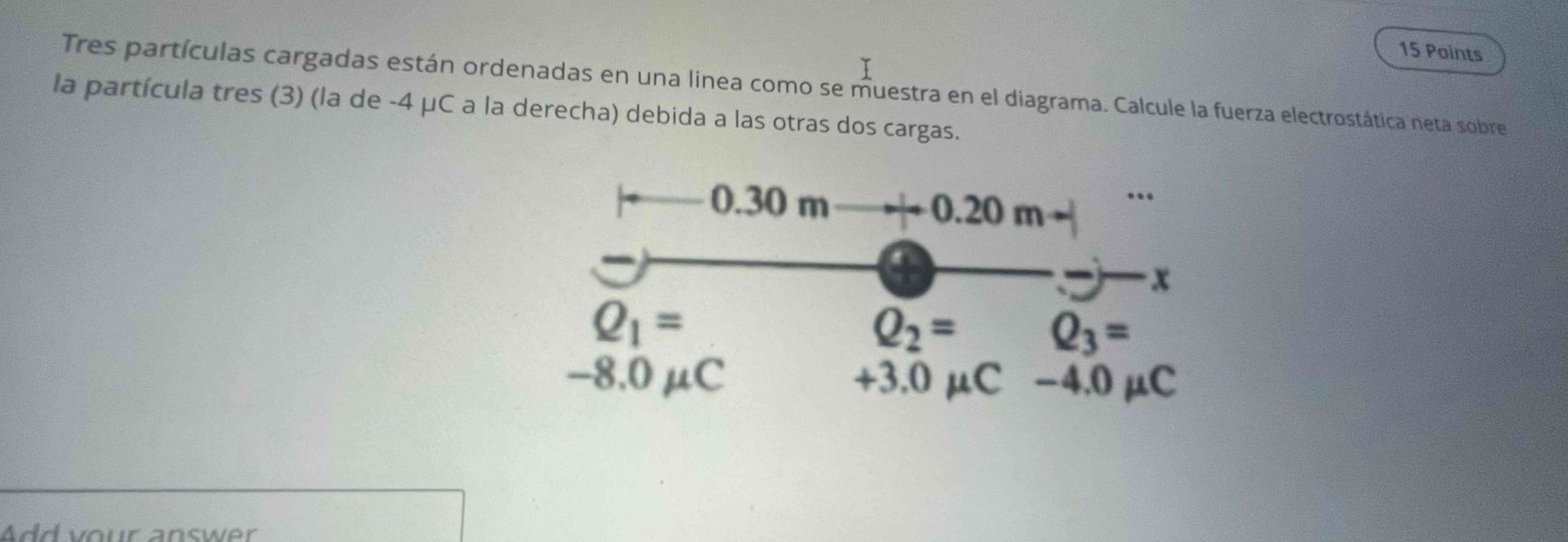 Solved Three charged particles are arranged in a line as | Chegg.com