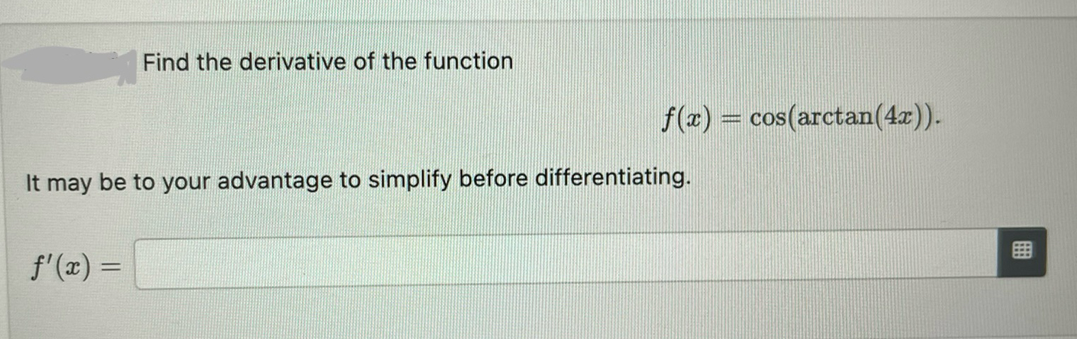 Solved Find the derivative of the | Chegg.com