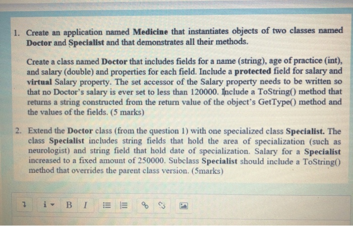 Solved 1. Create an application named Medicine that | Chegg.com