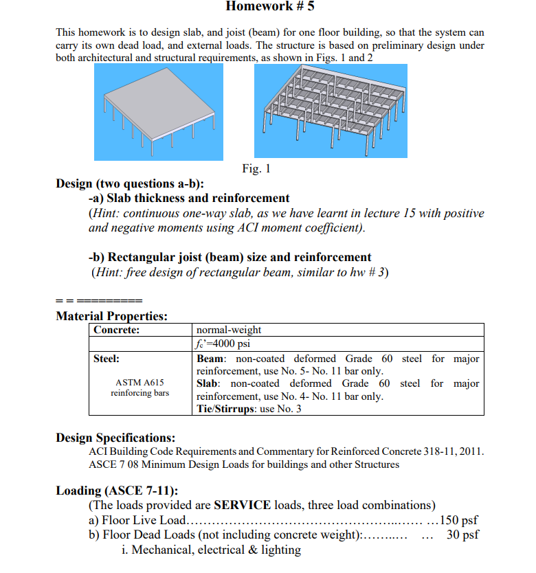 Solved This homework is to design slab, and joist (beam) | Chegg.com