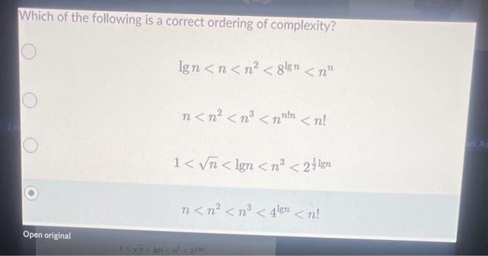 Solved Which of the following is a correct ordering of | Chegg.com