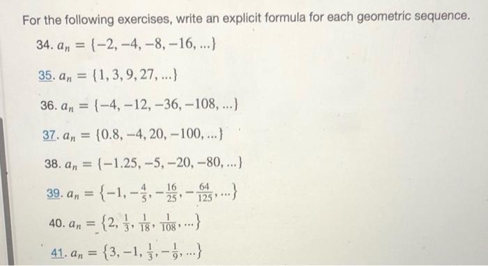 Solved For the following exercises, write an explicit | Chegg.com