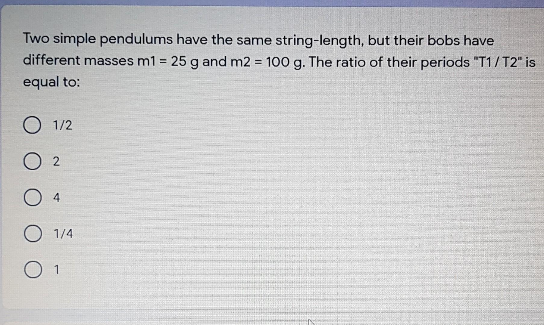 Solved Two simple pendulums have the same string-length, but | Chegg.com