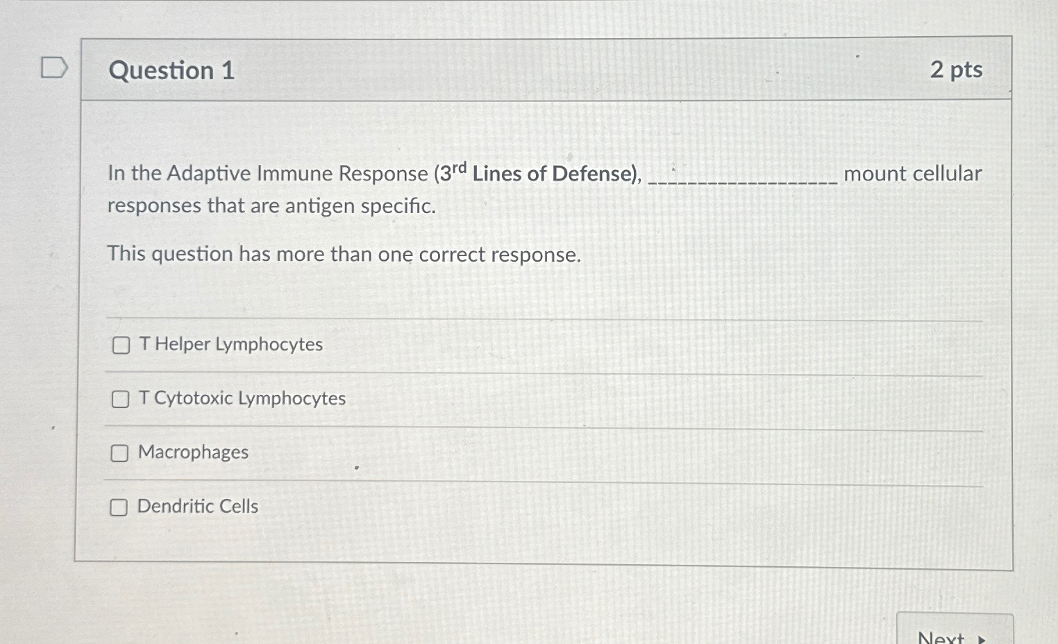 Solved Question 12ptsIn the Adaptive Immune Response ( 3rd | Chegg.com