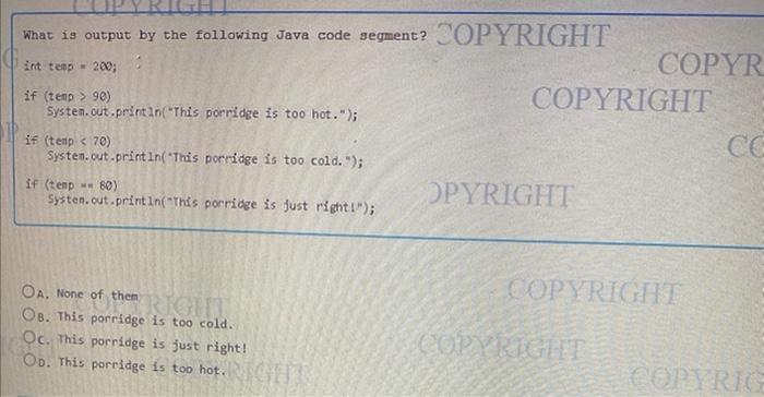 Solved What Is Output By The Following Java Code Segment 