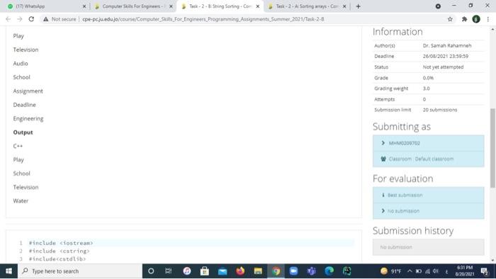 Solved Task 2 B String Sortingwrite A C Program That 
