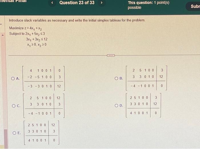Solved Introduce slack variables as necessary and write the | Chegg.com