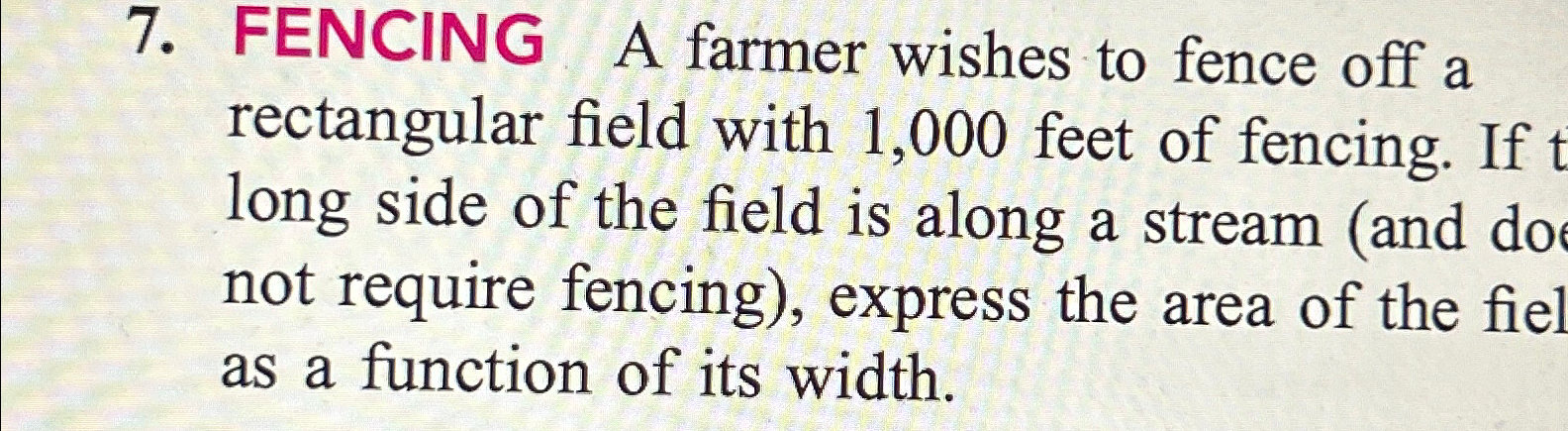 Solved FENCING A farmer wishes to fence off a rectangular | Chegg.com