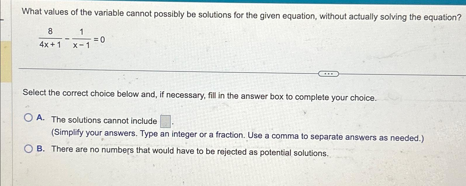 Solved What values of the variable cannot possibly be | Chegg.com