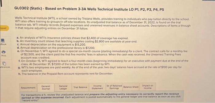 Solved GL0302 (Static) - Based on Problem 3-3A Wells | Chegg.com