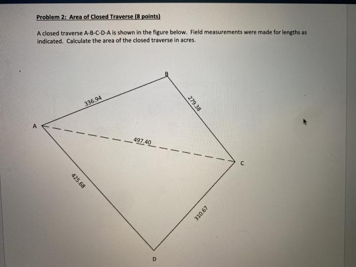Solved Problem 2: Area of Closed Traverse (8 points) A | Chegg.com
