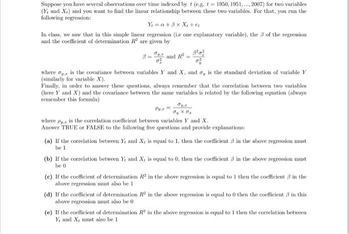 Solved Suppose you have several observations over time | Chegg.com