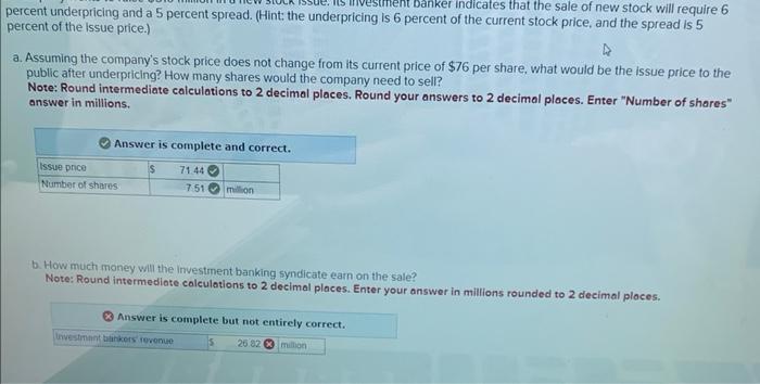 Solved percent underpricing and a 5 percent spread. (Hint: | Chegg.com