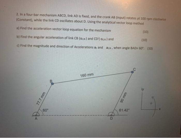 Solved Find the acceleration vector loop equation. See | Chegg.com