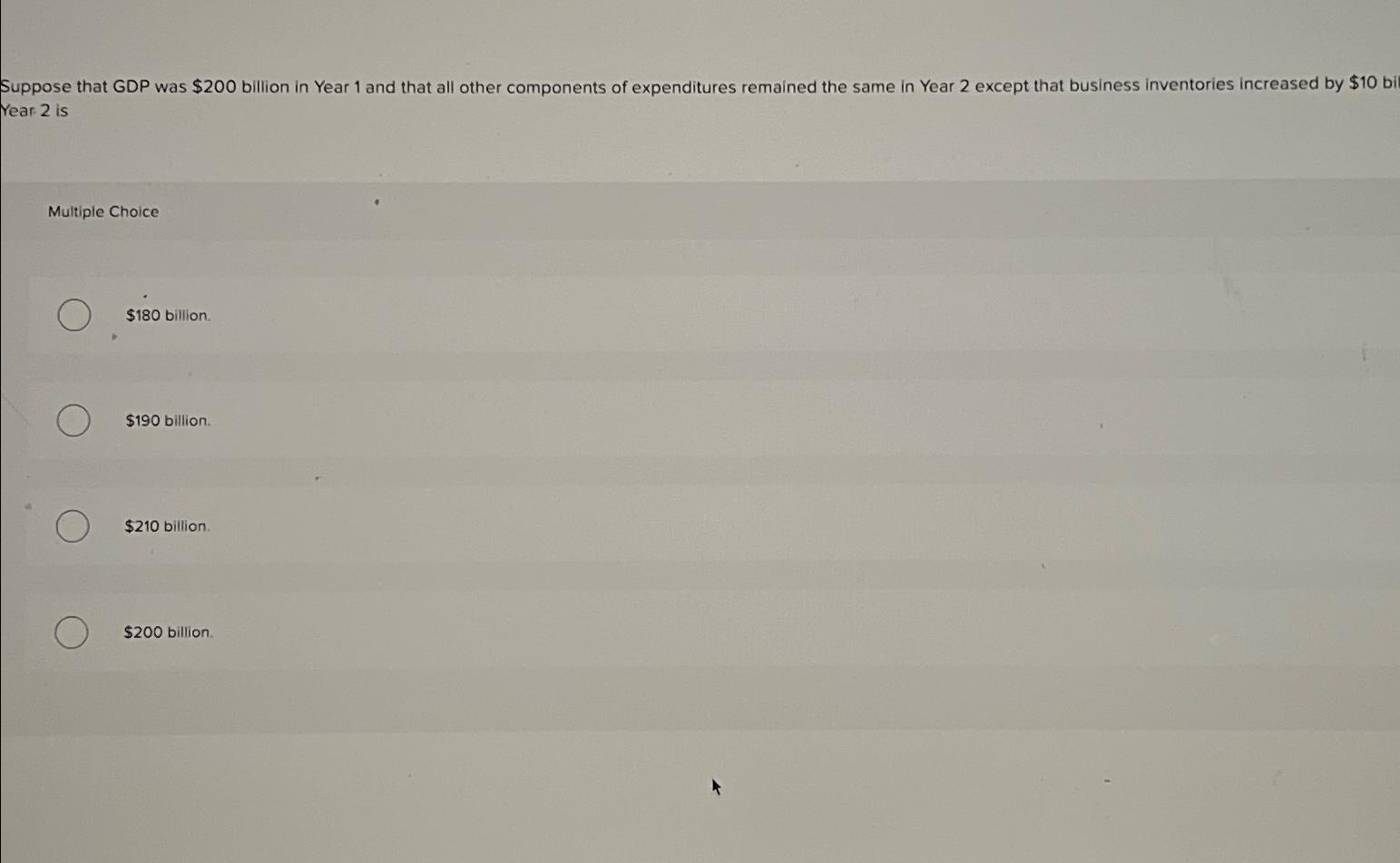 Solved Suppose that GDP was $200 ﻿billion in Year 1 ﻿and | Chegg.com