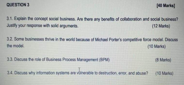 Solved 3.1. Explain the concept social business. Are there | Chegg.com