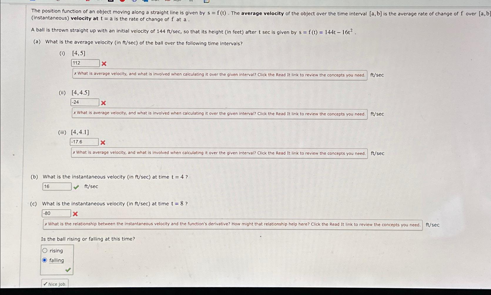 Solved (instantaneous) ﻿velocity at t=a ﻿is the rate of | Chegg.com