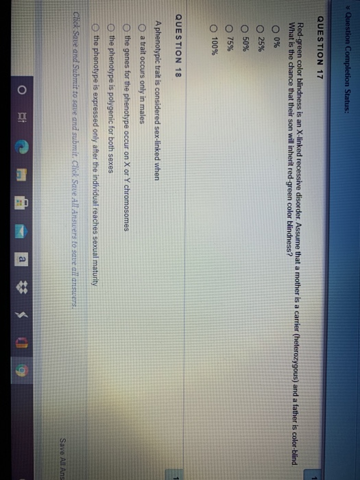 Solved Question Completion Status: QUESTION 17 1 Red-green | Chegg.com