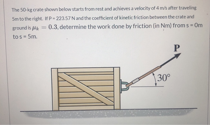 Solved The 50-kg crate shown below starts from rest and | Chegg.com