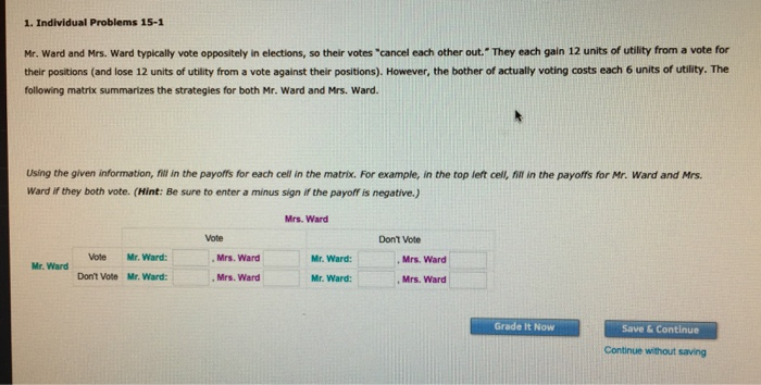 Solved 1. Individual Problems 15-1 Mr. Ward and Mrs. Ward | Chegg.com