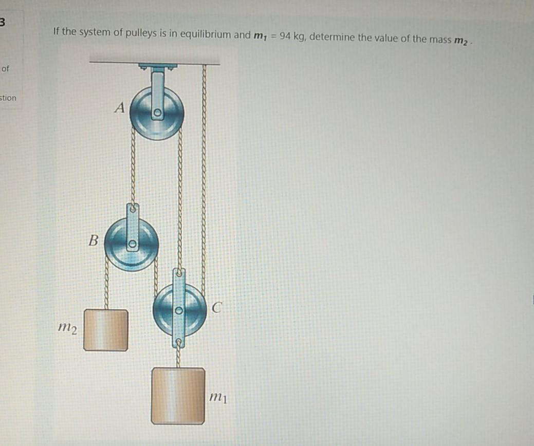 Solved 3 If the system of pulleys is in equilibrium and m, = | Chegg.com