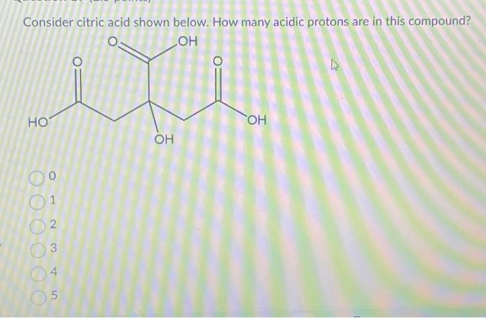 Solved Consider citric acid shown below. How many acidic | Chegg.com